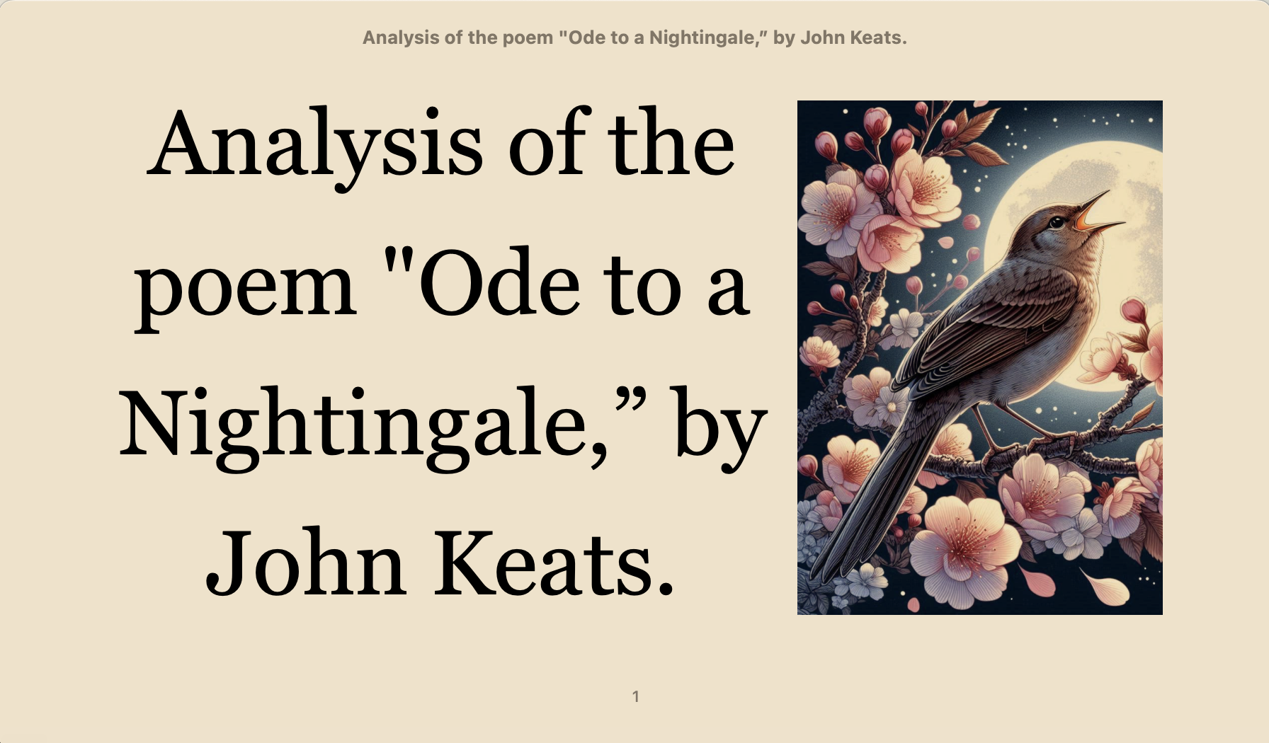 Analysis of the poem “Ode to a Nightingale,”Happy & Classic Stories Retold